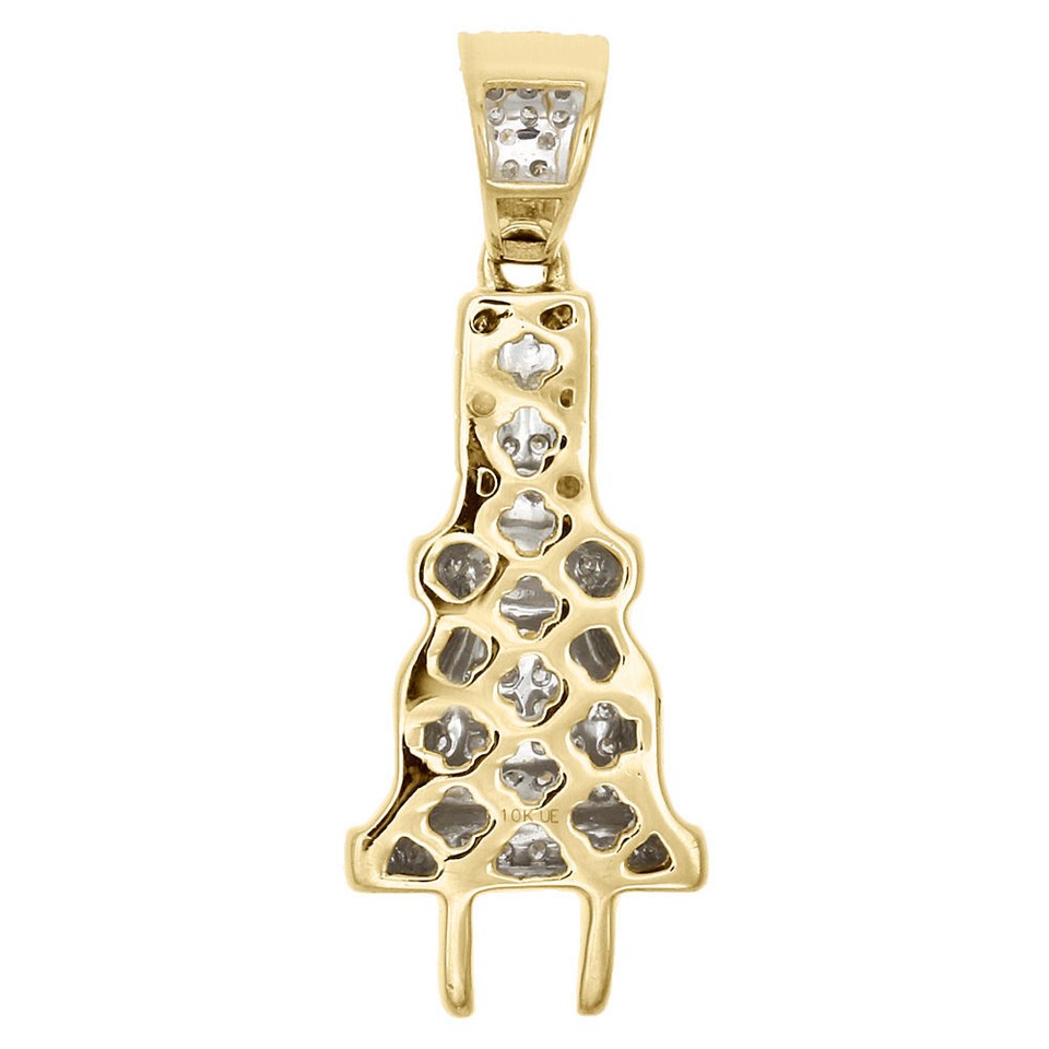 10k Yellow Gold Genuine Diamond Plug Socket Fuse Pendant 1" Mini Charm ...