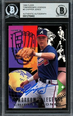 Chipper Jones Auto 1996 Fleer Tomorrow's Legends Card 6 Braves Beckett ...