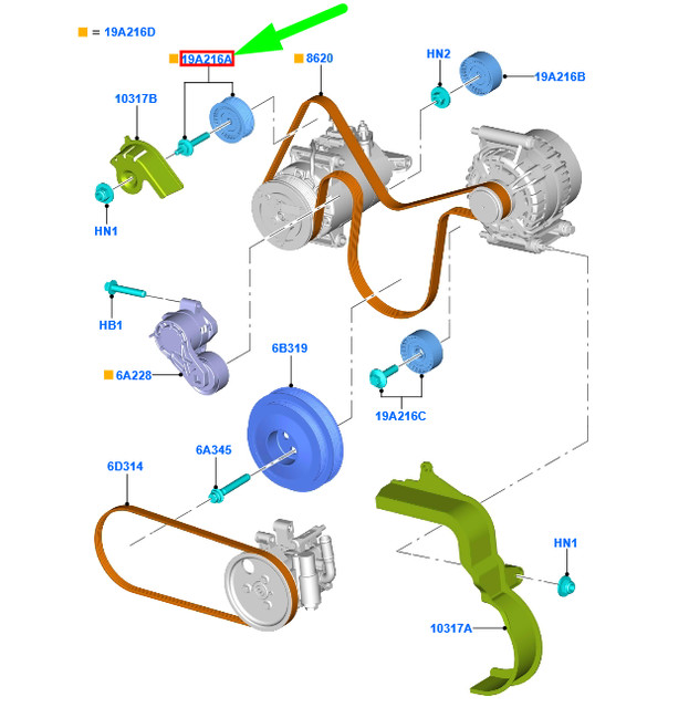 FORD TRANSIT MK4 DRIVE BELT TENSIONER PULLEY KIT 1731729 ORIGINAL for ...