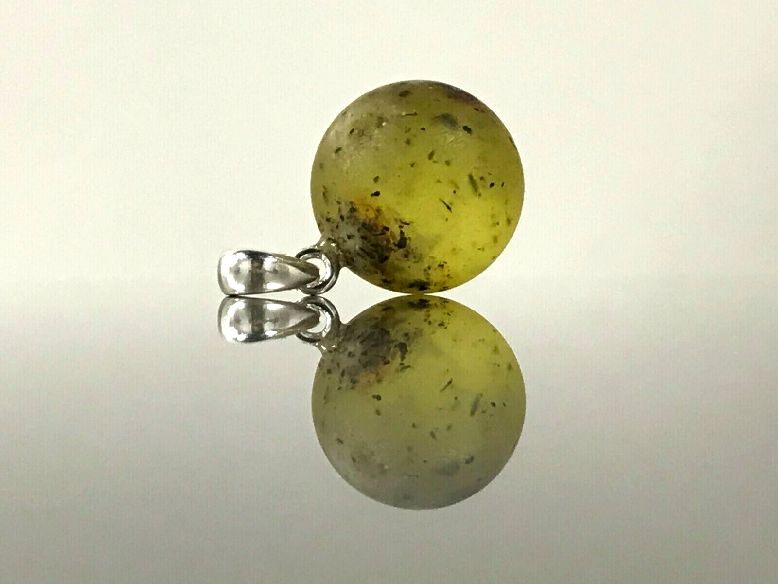 AMBER PENDANT Gift Round Unpolished Untreated Baltic Bead Silver 925 2 ...