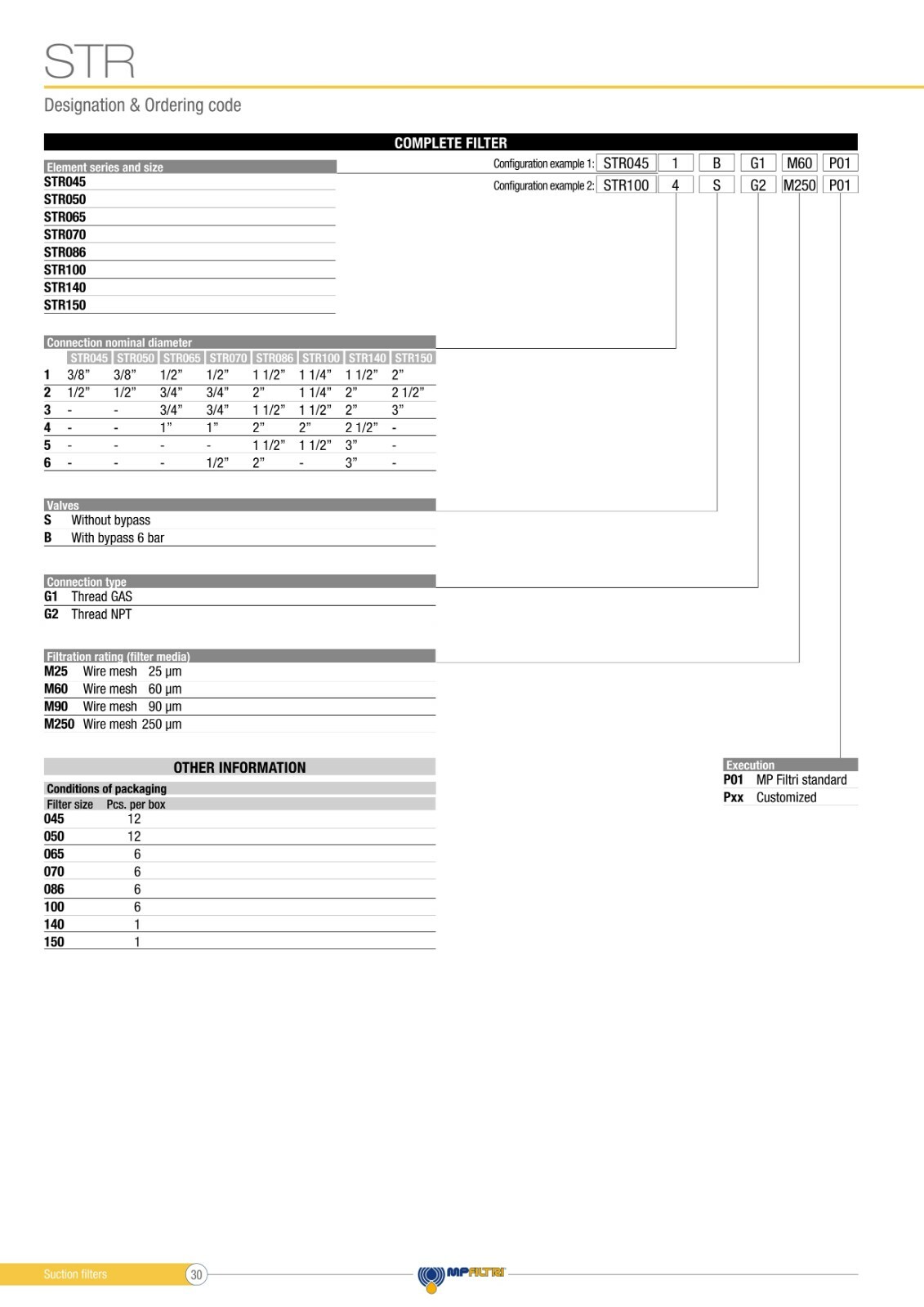 STR-050-2-S-G1-M60-P01 MP Filtri Saugfilter suction strainer | eBay