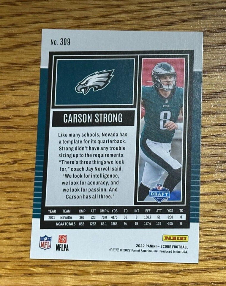 CARSON STRONG 2022 Panini Score #309 Rookie RC | eBay
