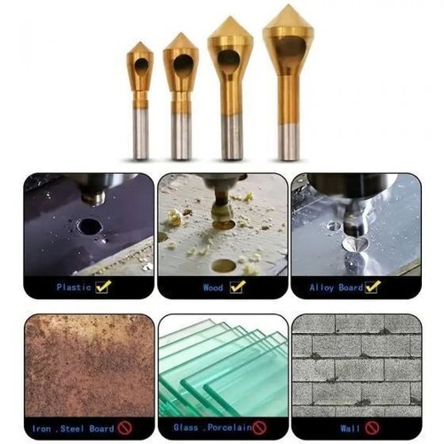 4 Pcs Round Shank Cutting Metal Tool & Shape Countersink Deburring Drill Bit Set | eBay