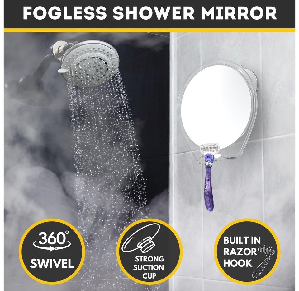 HONEYBULL Shower Mirror Fogless for Shaving - with Suction, Razor Holder for ... | eBay