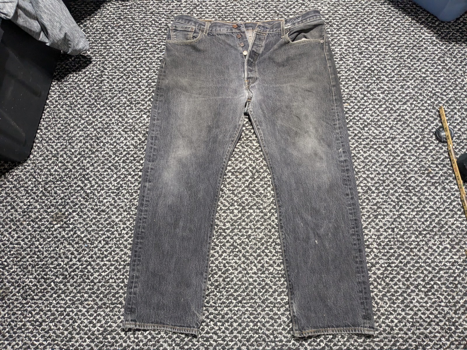 Levis 501 Jeans Mens 38x28 Button Fly Original Straight Leg Denim Fade ...