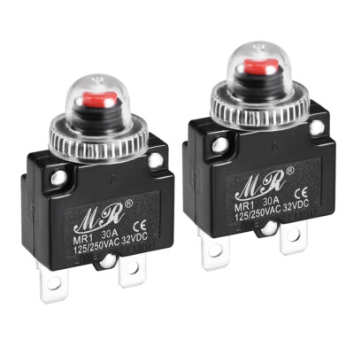 2pcs 30A 125 250V Push Button Reset Overload Protector Thermal Circuit ...