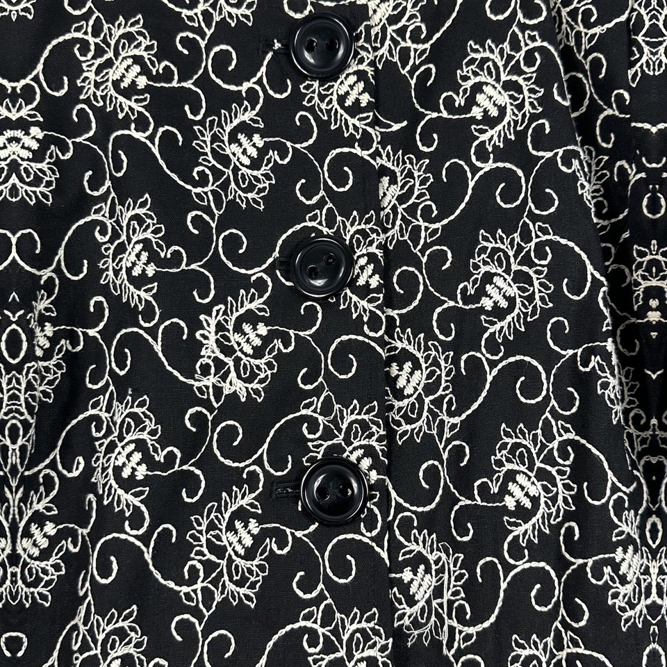 ECI Swing Coat NWT Women’s Size 18W Black With White Embroidery Floral ...