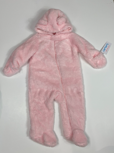 NEW Carter's Baby Girls Pink Fuzzy Hooded One Piece Size 9 Months | eBay
