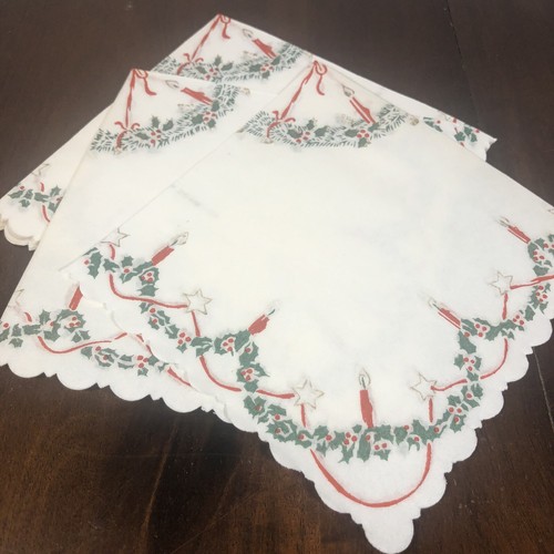 Vintage MCM Paper Christmas Napkins Delicate Scalloped Denmark Candle ...