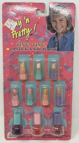 VTG Play n Pretty Little Girls 80s Play Makeup Mini Tiny Lipsticks Nail ...