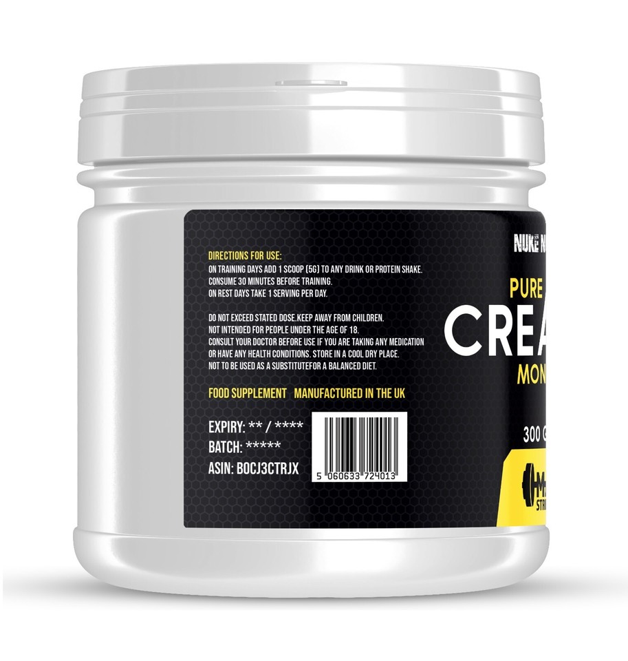 Creatine Monohydrate Powder 300g Muscle Gain Strength Booster 100% Pure ...