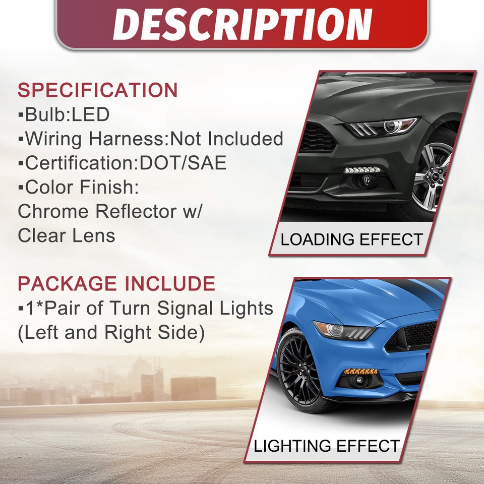 LED DRL Sequential Turn Signals Dynamic for 2015-2017 Ford Mustang ...