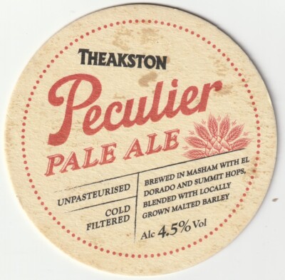 BEER MAT - THEAKSTON BREWERY - PECULIAR PALE ALE - (Cat 141) - (2015 ...