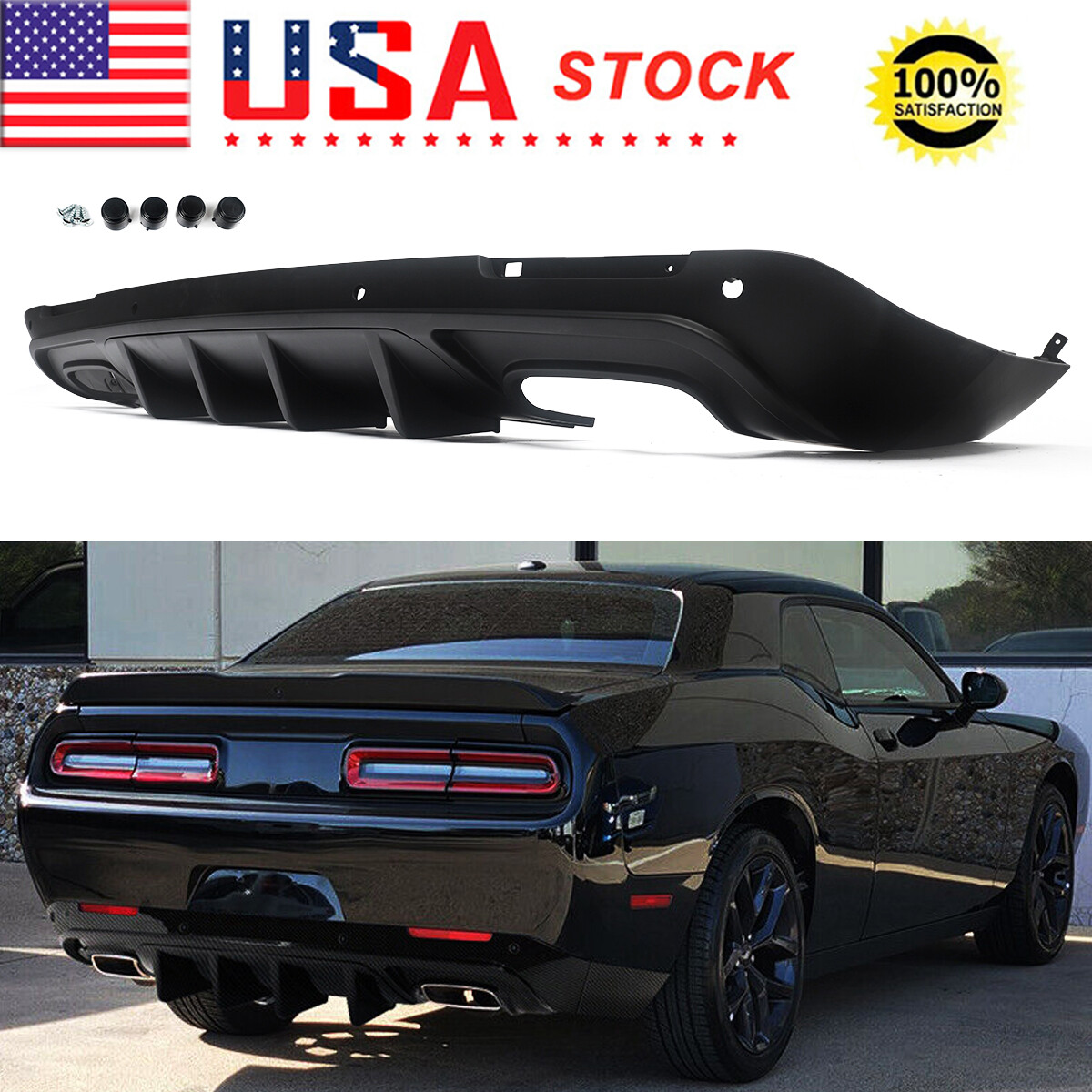 For 2015-2023 Dodge Challenger Shark Fins Rear Bumper Lip Diffuser ...