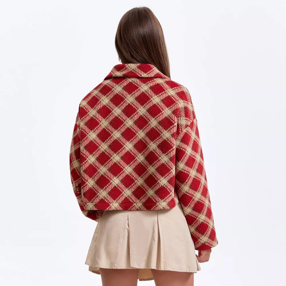 Women's Fleece Coat - Wild Fable Red Diamond Print M | eBay