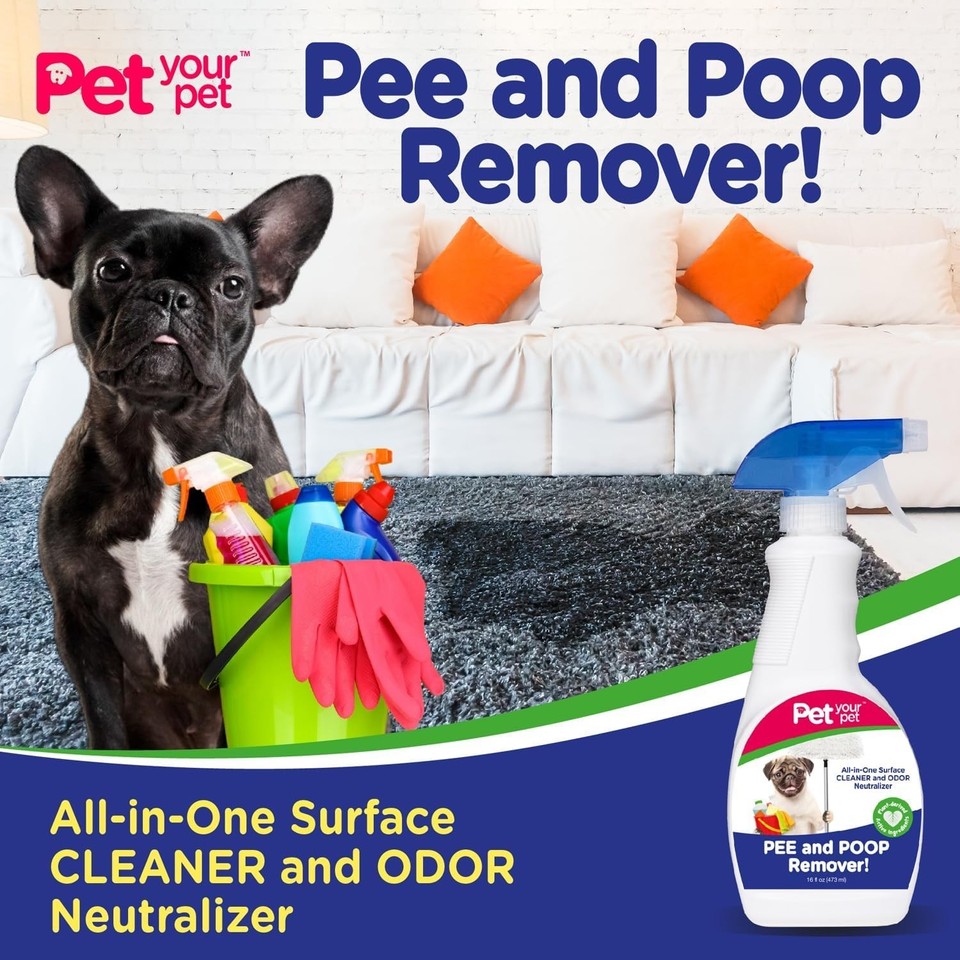 Pee and Poop Remover Cat 16 fl Oz.– All-in-One Pet Stain and Odor ...