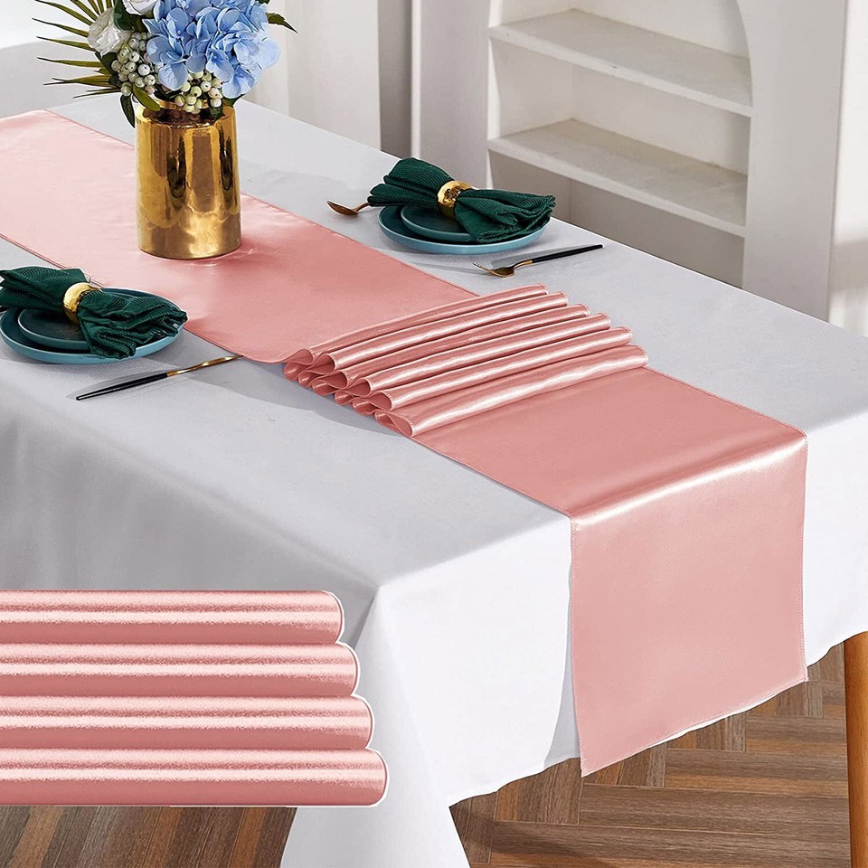 5pcs 10 pcs Satin 12x108" Table Runner Wedding Party Reception Catering ...