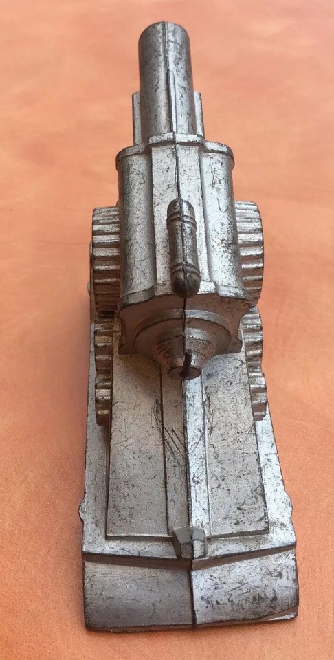 Cannon Spring Loaded Functional Toy Tin Launcher Silver Vintage Antique ...