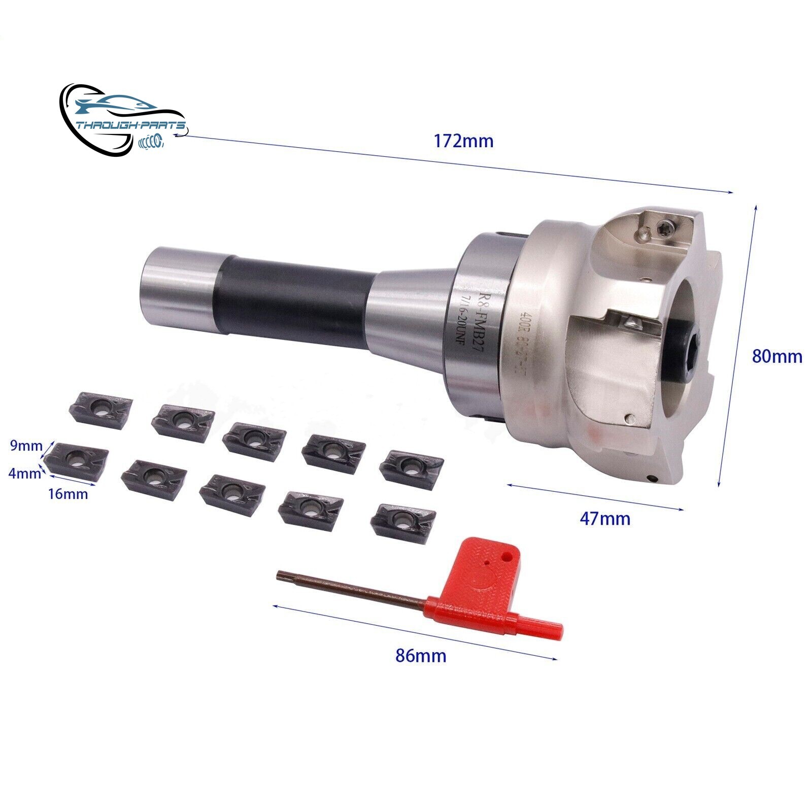 R8 FMB27 Arbor 400R-80-27-6T Face End Mill Shell Cutter + 10Pcs ...