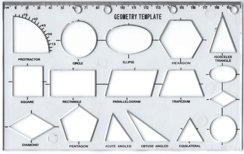 GEOMETRY STENCIL TECHNICAL DRAWING TEMPLATE ELLIPSE CIRCLE HEXAGON TRIANGLES mb | eBay UK