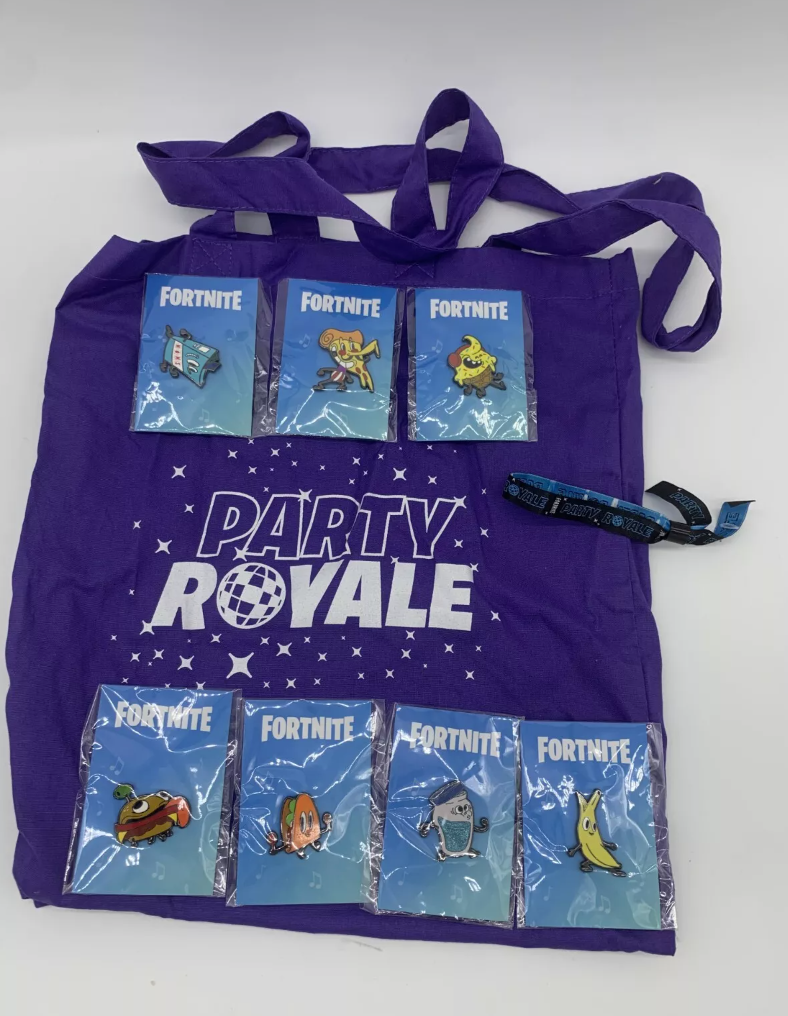 Fortnite Party Royale E3 Party 2019 Pin Set (seven pins), Bag and ...