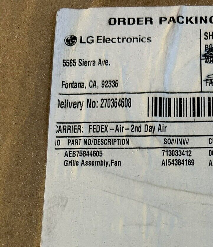 AEB75844601 LG Grille Assembly Fan OEM AEB75844601 for sale online | eBay