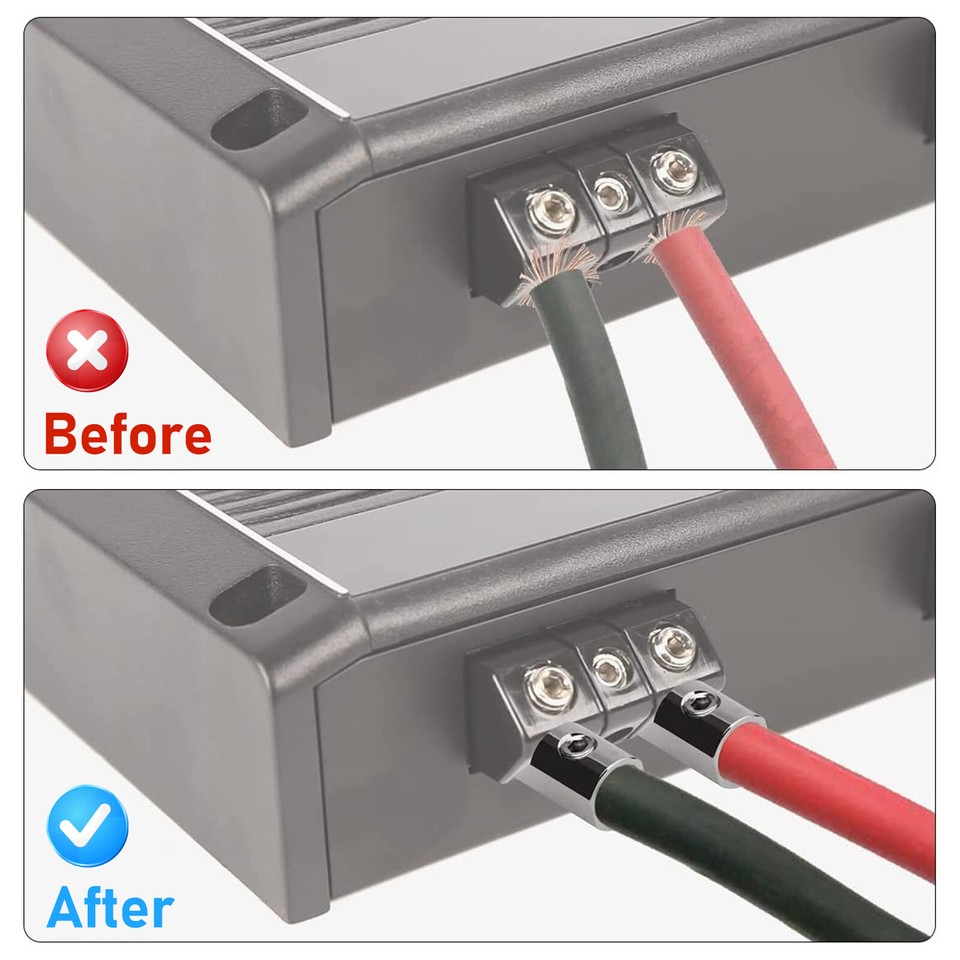 Pair Car Audio Power/Ground 1/0 Gauge to 4 Gauge Amp Input Reducers ...