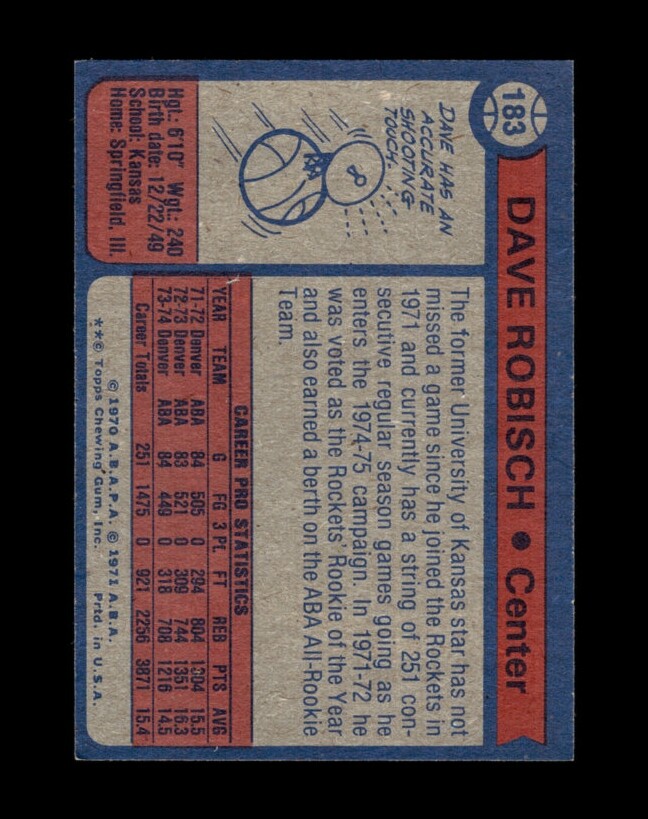 1974-75 Topps Set-Break #183 Dave Robisch NM-MT OR BETTER *GMCARDS* | eBay