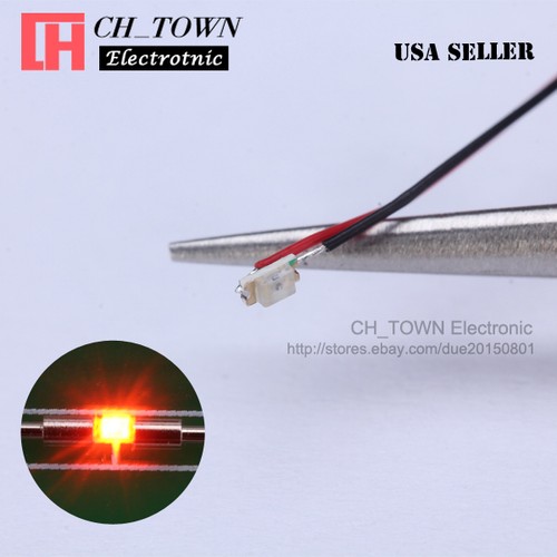 10PCS 0603 1608 Pre-soldered Orange Light Micro Pre Wired 20CM SMD LED ...