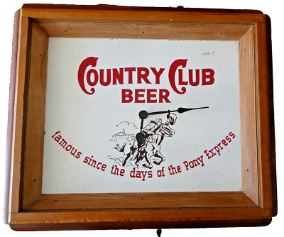 Vintage 1940s era Country Club Beer Pony Express Goetz 20" X 16" Wall ...