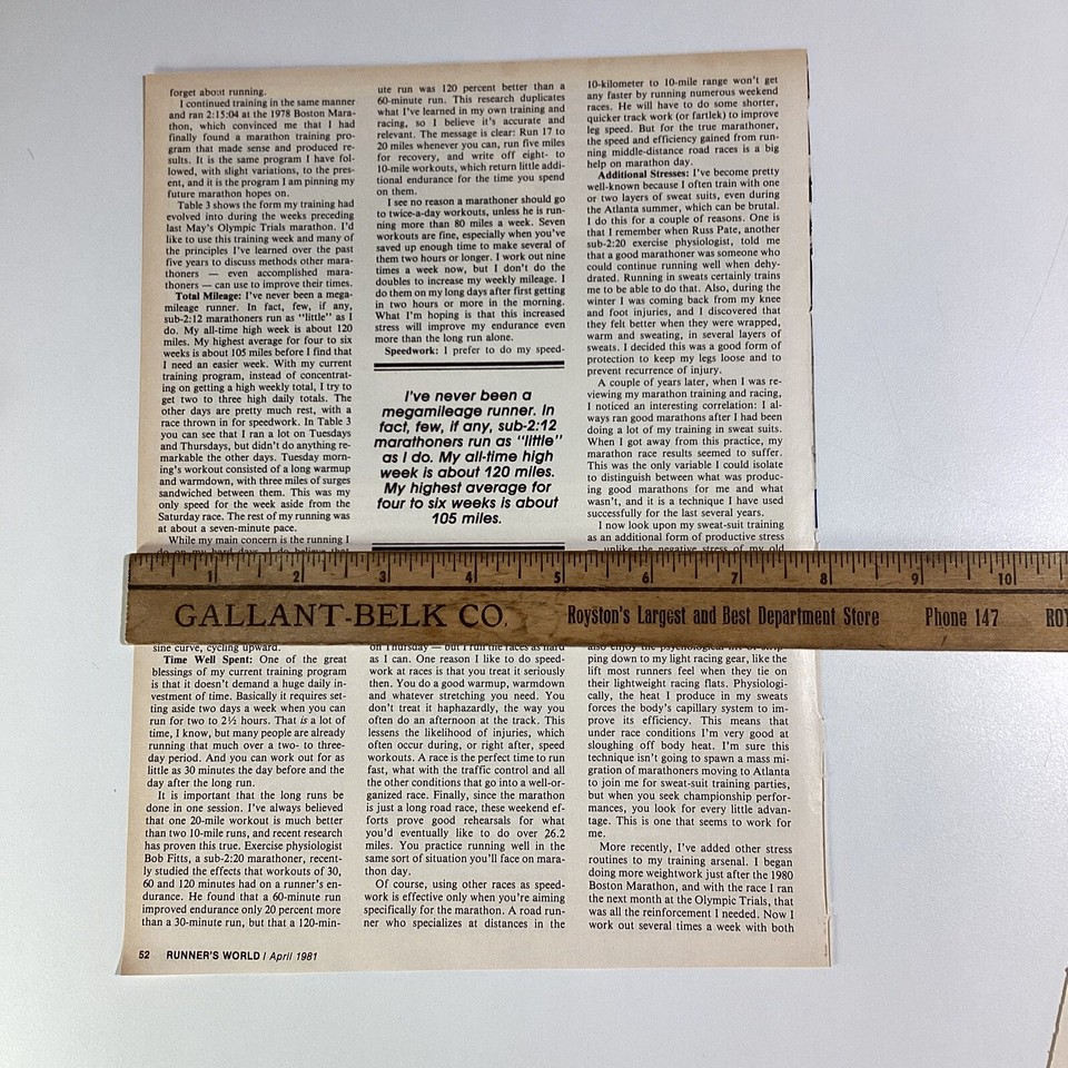 Marathon Runners World Print Article Vtg 1981 Benji Durden Rotorua NZ ...