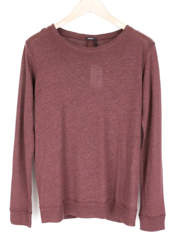 DENHAM Top Da Donna S In Lino Borgogna Jersey A Collo Giro Longo ...