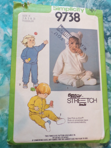 Vtg Simplicity Pattern 9738 Size K 1, 2, 3 Toddler's Pull on Pants ...