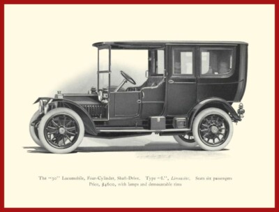 1912 Locomobile Model 30 Type L Limousine New Sign: 18x24 USA STEEL | eBay