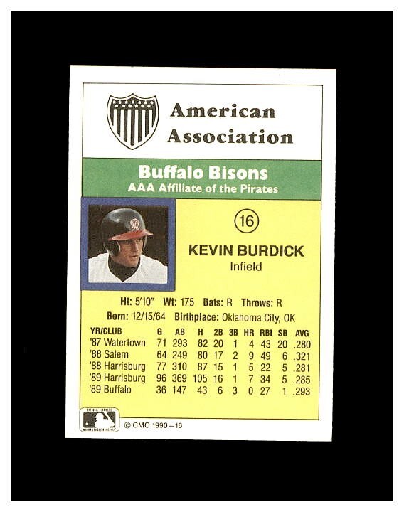 1990 CMC #16 Kevin Burdick Buffalo Bisons | eBay