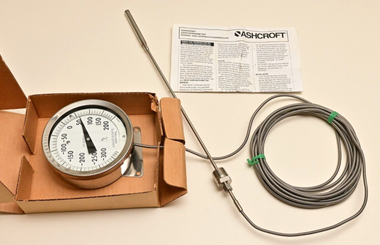 Ashcroft Duratemp 4.5" Gas Actuated Thermometer 20ft 600A-01-C01-B01-A1 ...