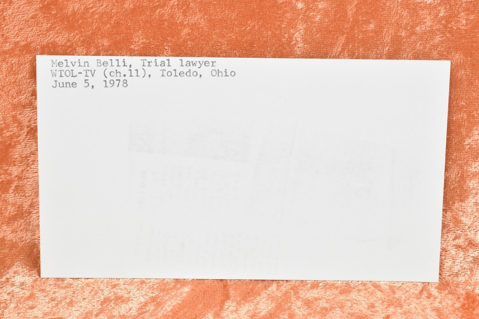 Melvin Belli Trial Lawyer WTOL-TV Toledo Ohio June 5, 1978 Autograph ...