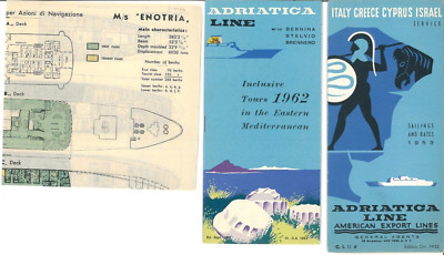 American Export Lines - Adriatica Line - 3 Brochures - 1950-60s | eBay