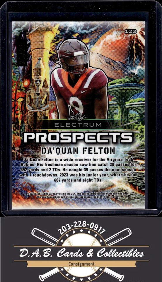 2024 Leaf Electrum PROSPECTS Tie Dye #123 Da'Quan Felton #/25 Virginia ...