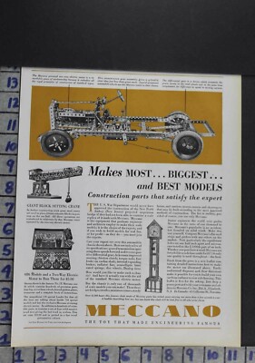 1928 TOY MECCANO MODEL BUILDING CONSTRUCTION ENGINEER ELECTRIC MOTOR AD ...