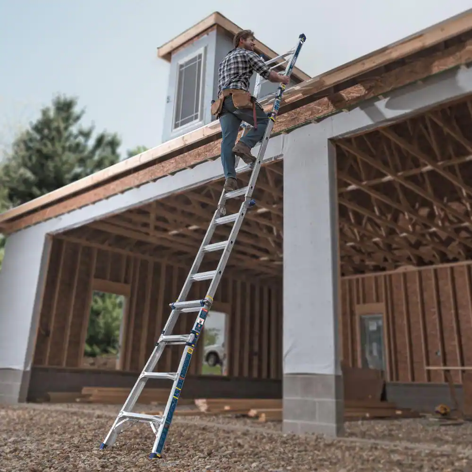 WERNER Pro Ladder 18-Ft Reach Aluminum Multi-Position 375-Lbs Load ...