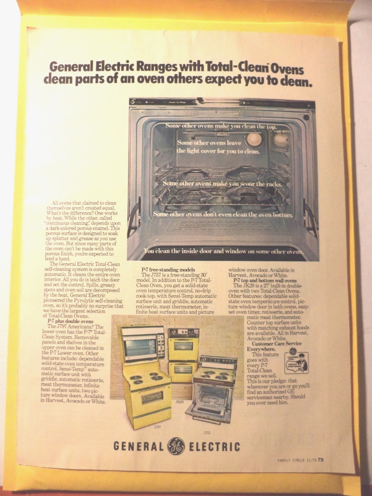 GENERAL ELECTRIC OVEN RANGE Magazine AD 1972 VINTAGE GE ADVERTISEMENT ...
