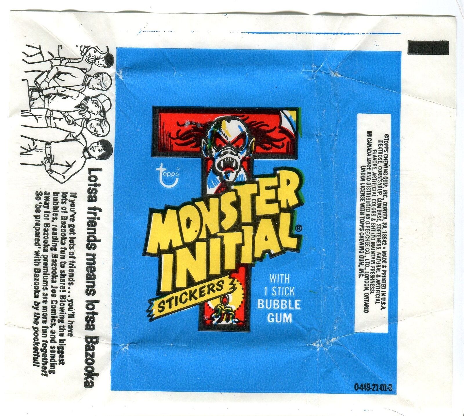 Monster Initial Stickers 1973 Topps Vintage Bubble Gum Trading Card ...