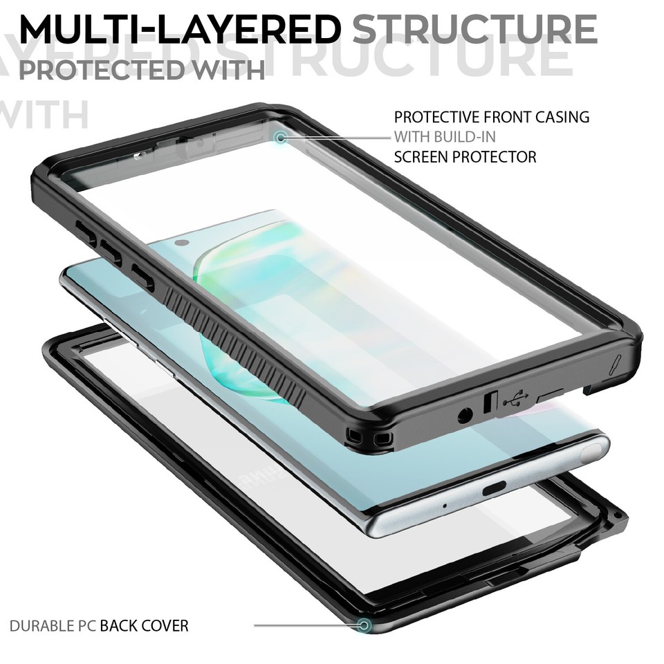 For Samsung Galaxy Note 10 Waterproof Case Cover with Screen Protector ...