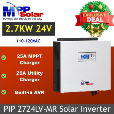 2700w 24v 110v 120v MPP Solar Inverter 25A MPPT charger AVR AC outlet ...