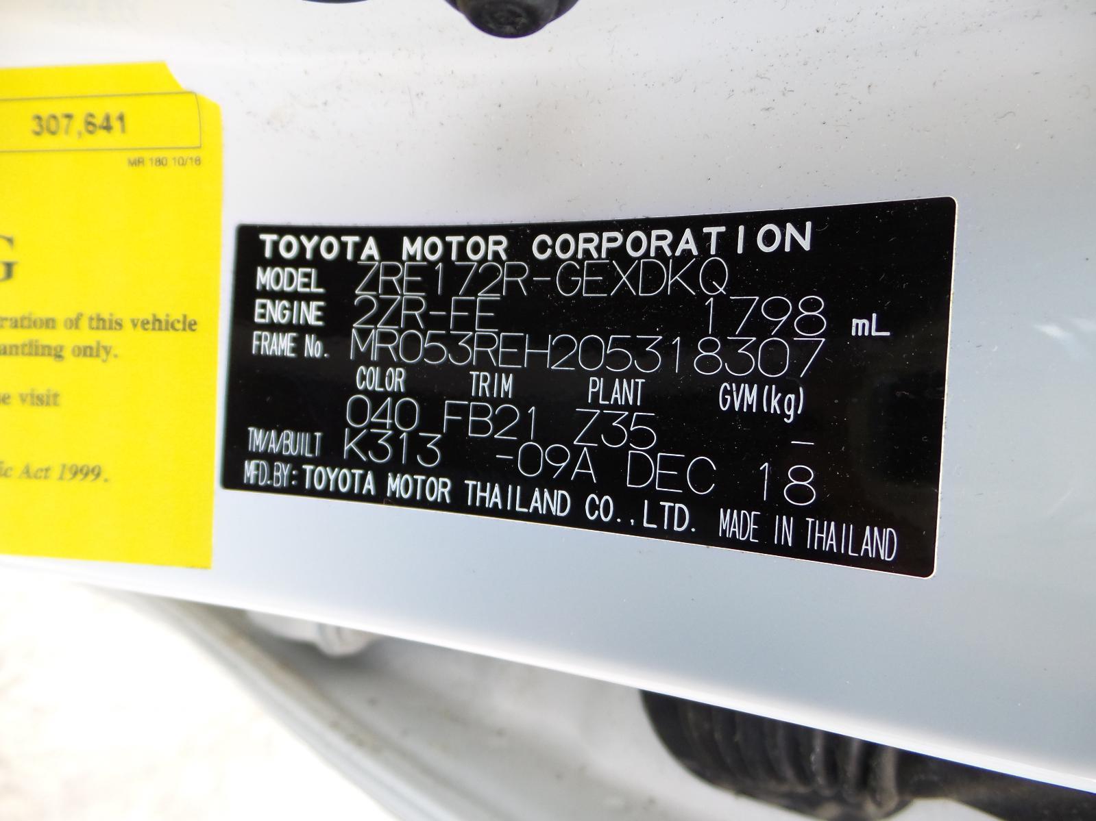 TOYOTA COROLLA LEFT LH LHS NUMBER PLATE LAMP ZRE172RSEDAN 12/13-06/19 ...