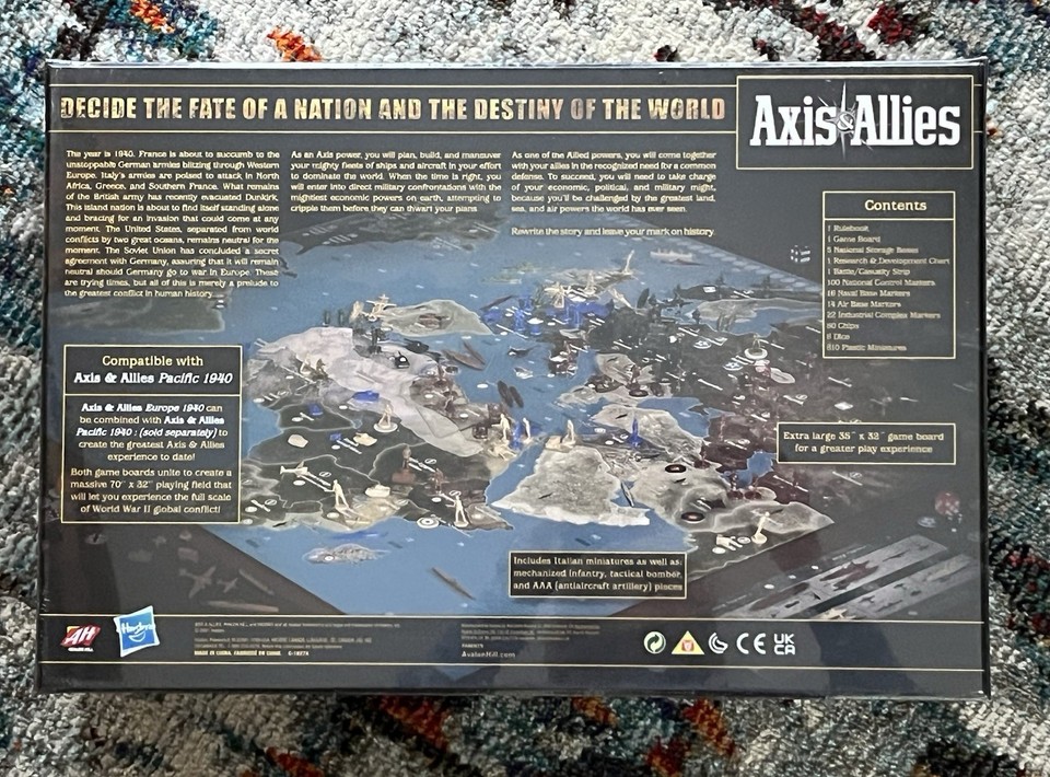 Axis & Allies Europe 1940 Second Edition WWII Game Avalon Hill New ...