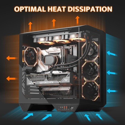 Full-Tower ATX Gaming PC Case, Back Plug-in Motherboard, Dual-Chamber ...