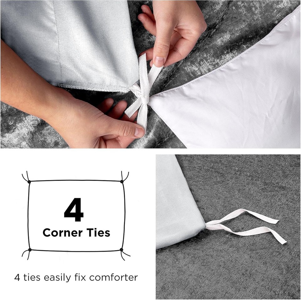 Soft Grey Doona Duvet Quilt Cover Set King Size Bedding Pillowcase ...