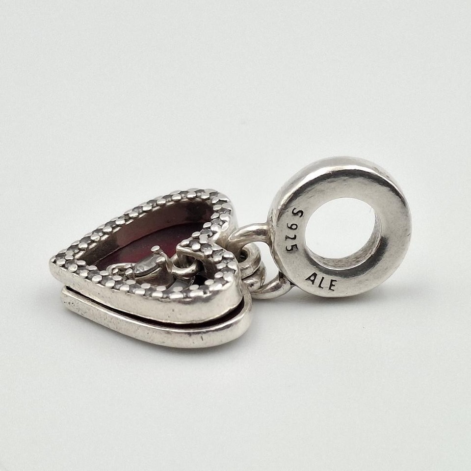 Pandora 925 Sterling Silver Red Heart & Keyhole Double Dangle Charm ...